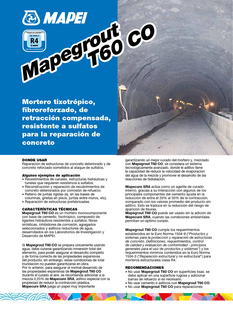 MAPEI Mapegrout T60 CO | PDF | Hormigón | Agua