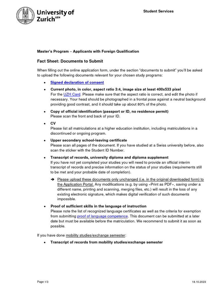 Master's Application Document Requirements | PDF | Linguistics ...