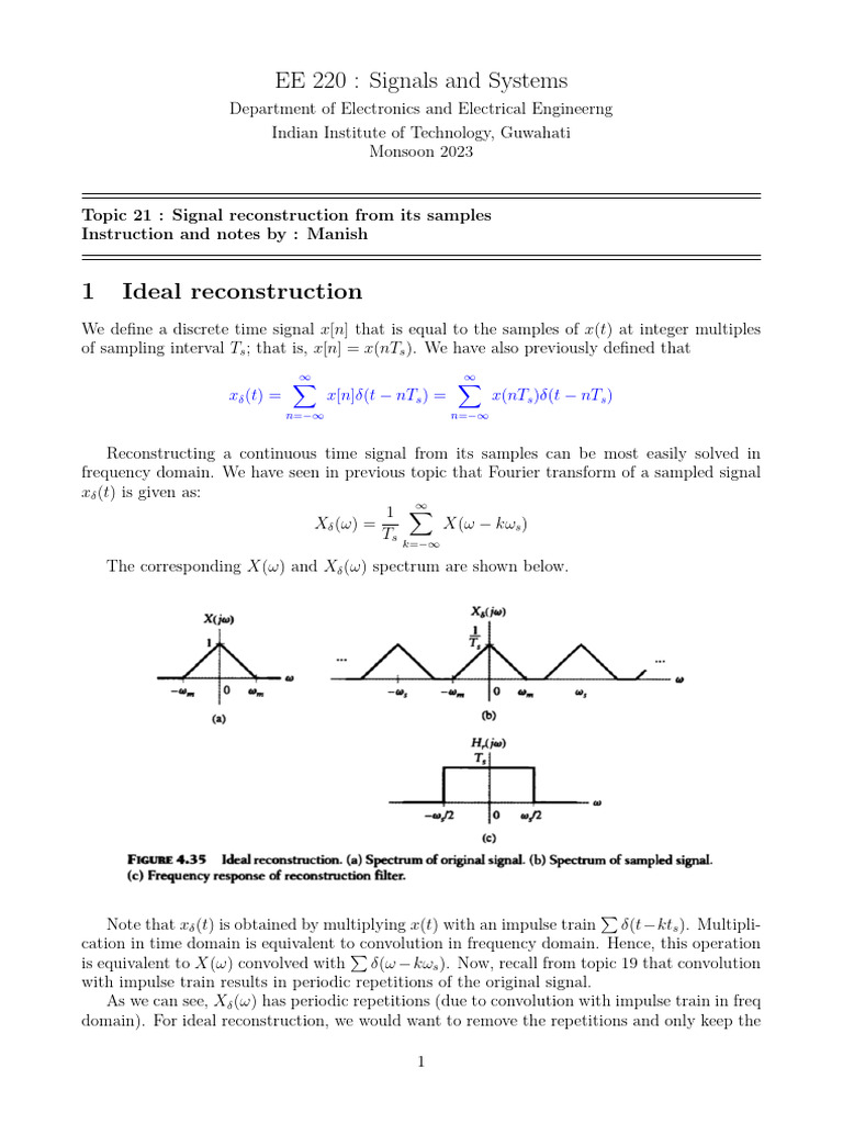 Topic21 Ideal Reconstruction | PDF | Electronics | Signal Processing