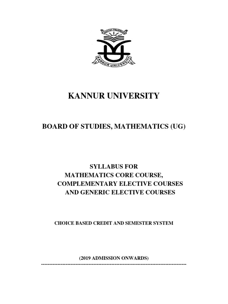 Kannur University: Board of Studies, Mathematics (Ug) | PDF | Ordinary ...