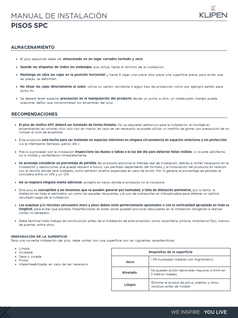 Manual Pisos SPC v7 | PDF | Agua | Hormigón