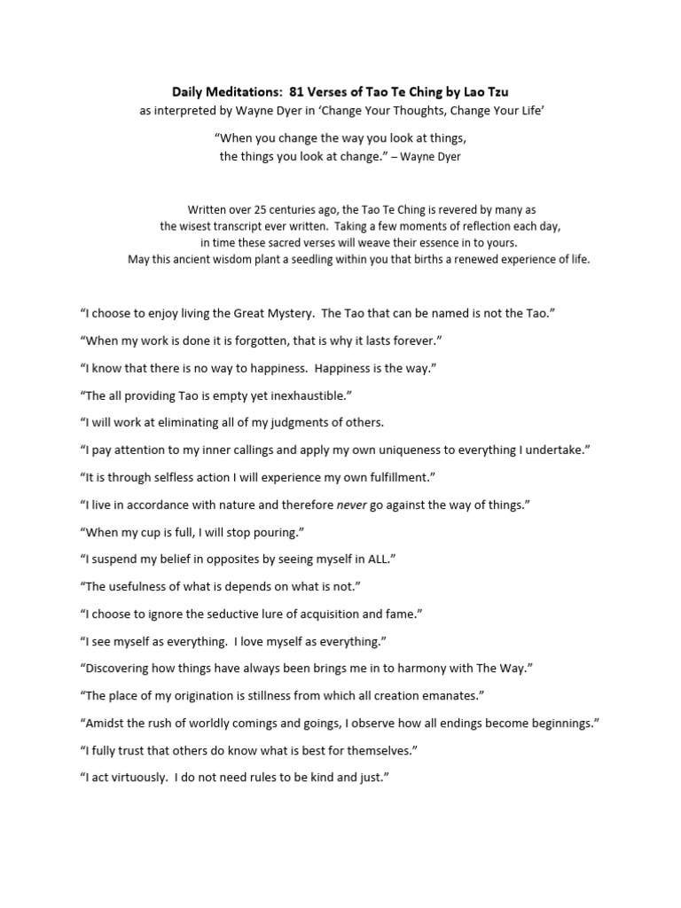 81 Verses of Tao Te Ching | Download Free PDF | Tao | Nothing