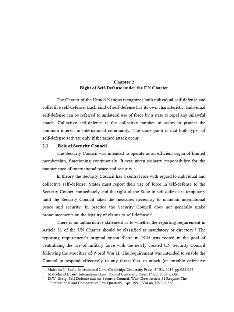 Chapter (2) Self-Defense | PDF | United Nations Security Council ...