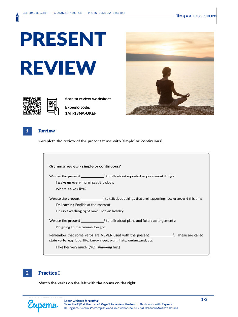 Present Tense Grammar Review A2-B1 | PDF | English Language | Grammar