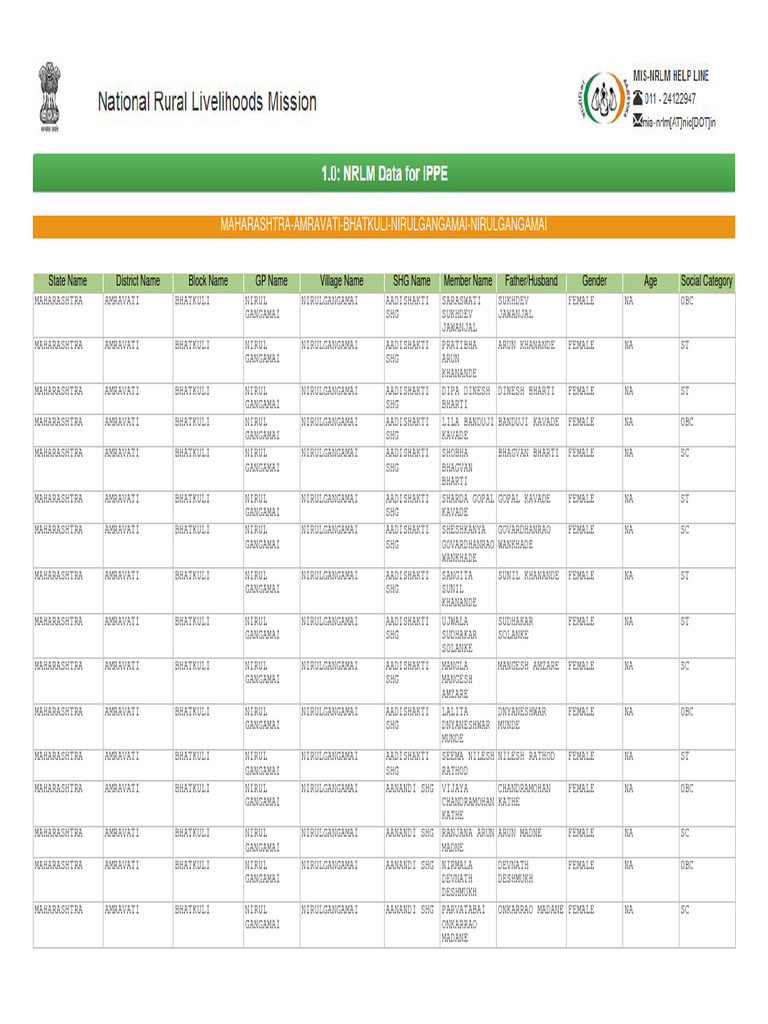 (Villagelevel) Nrlmdataforippemaharashtra Amravati Bhatkuli ...