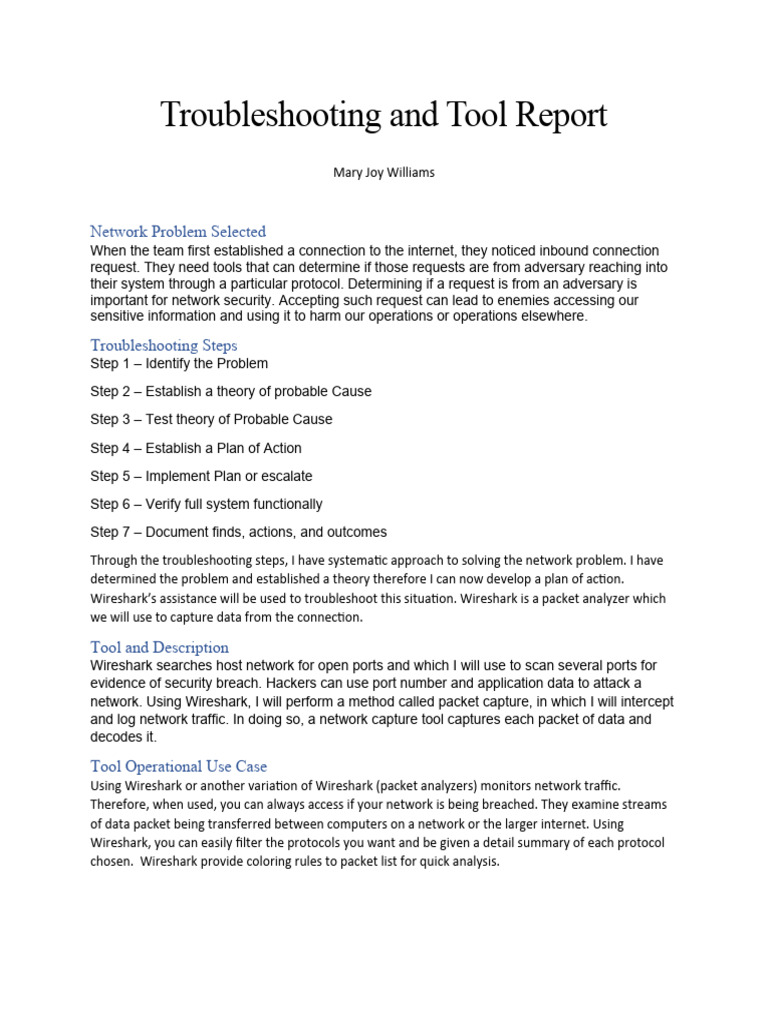 Troubleshootingand Tool Report Template | PDF