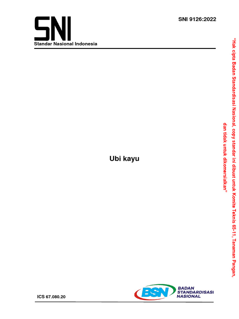SNI 9126 - 2022 Ubi Kayu | PDF
