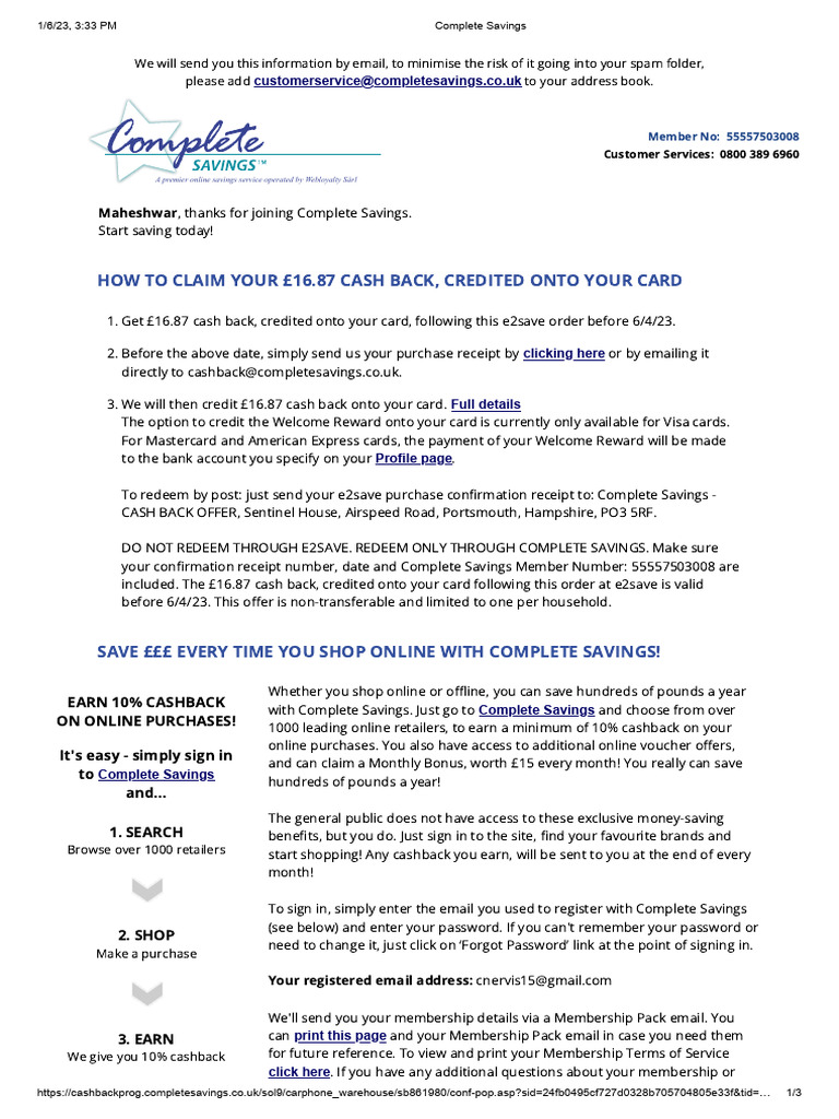 Complete Savings E2save | PDF | Credit Card | Banking Technology