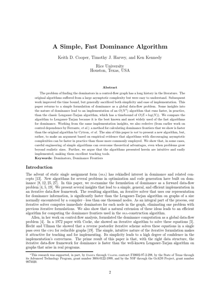 A Simple Fast Dominance Algorithm Pdf Computational Complexity Theory Algorithms