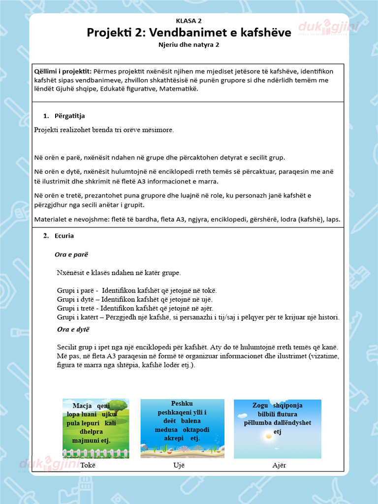 SHTYP 2 FAQE - Projekti 2 - Njeriu Dhe Natyra - Finale | PDF