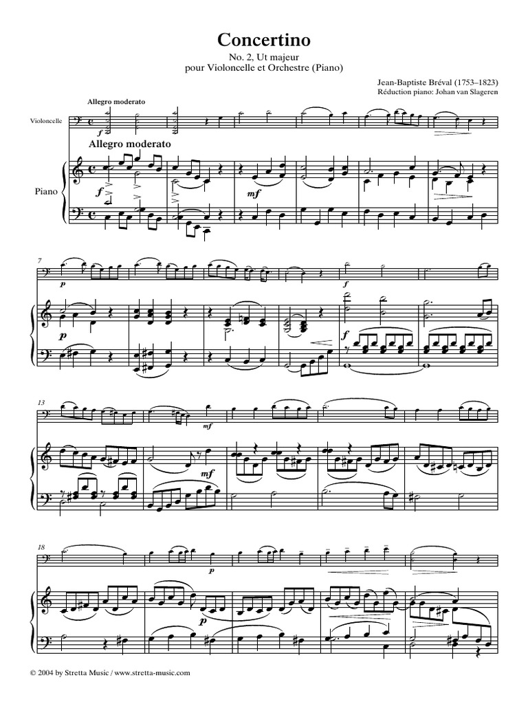 (Cello Piano) Breval - Concertino (Partes de Piano Y Cello) | PDF ...