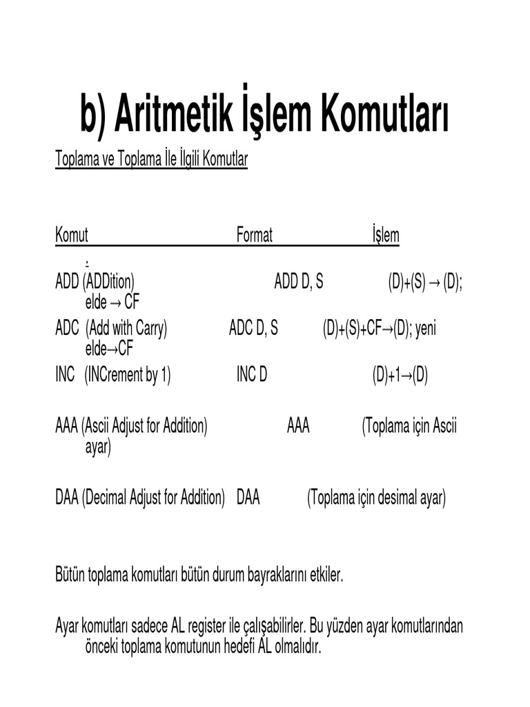 Silo - Tips - B Aritmetik Lem Komutlar | PDF