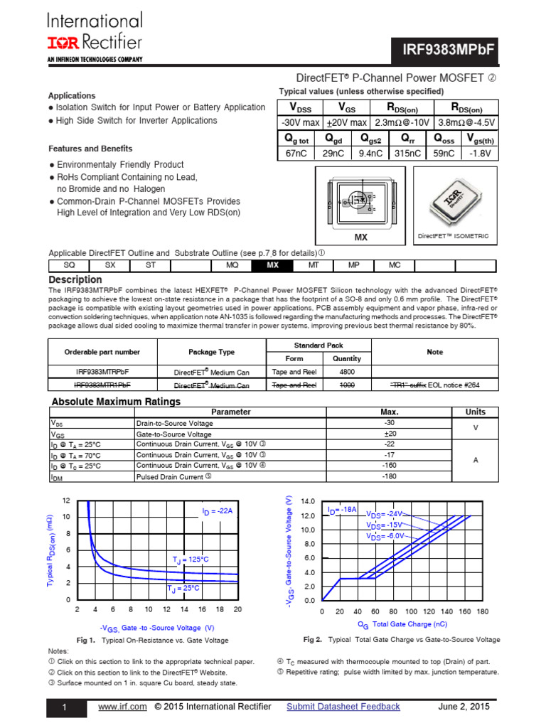 Infineon IRF9383M DataSheet v01 - 01 EN | PDF | Field Effect Transistor | Diode