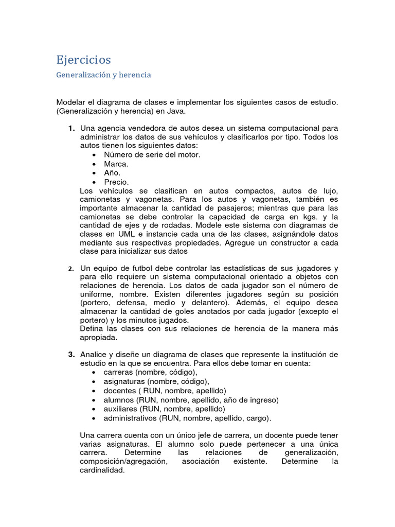 01 Ejercicios - Herencia | PDF