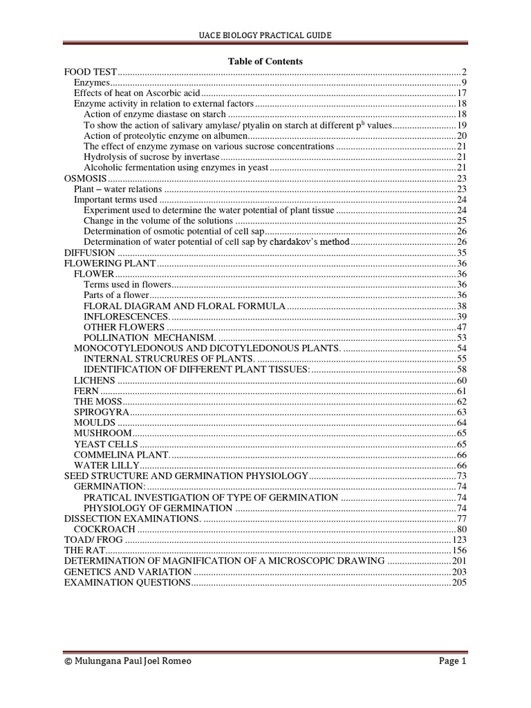 UACE Biology Practical Guide | PDF | Hydrolysis | Foods UACE Biology Practical Guide | PDF | Hydrolysis | Foods