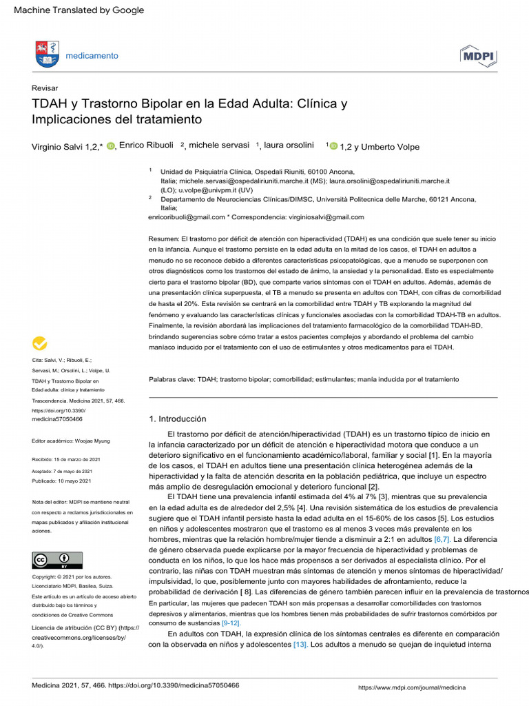 TDAH y Trastorno Bipolar en La Edad Adulta: Clinica y Implicaciones Del Tratamiento | Descargar ...