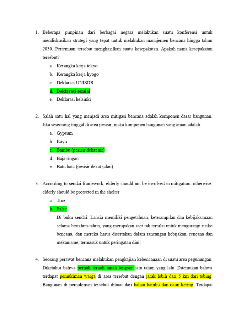 Soal Kuis Mitigasi | PDF