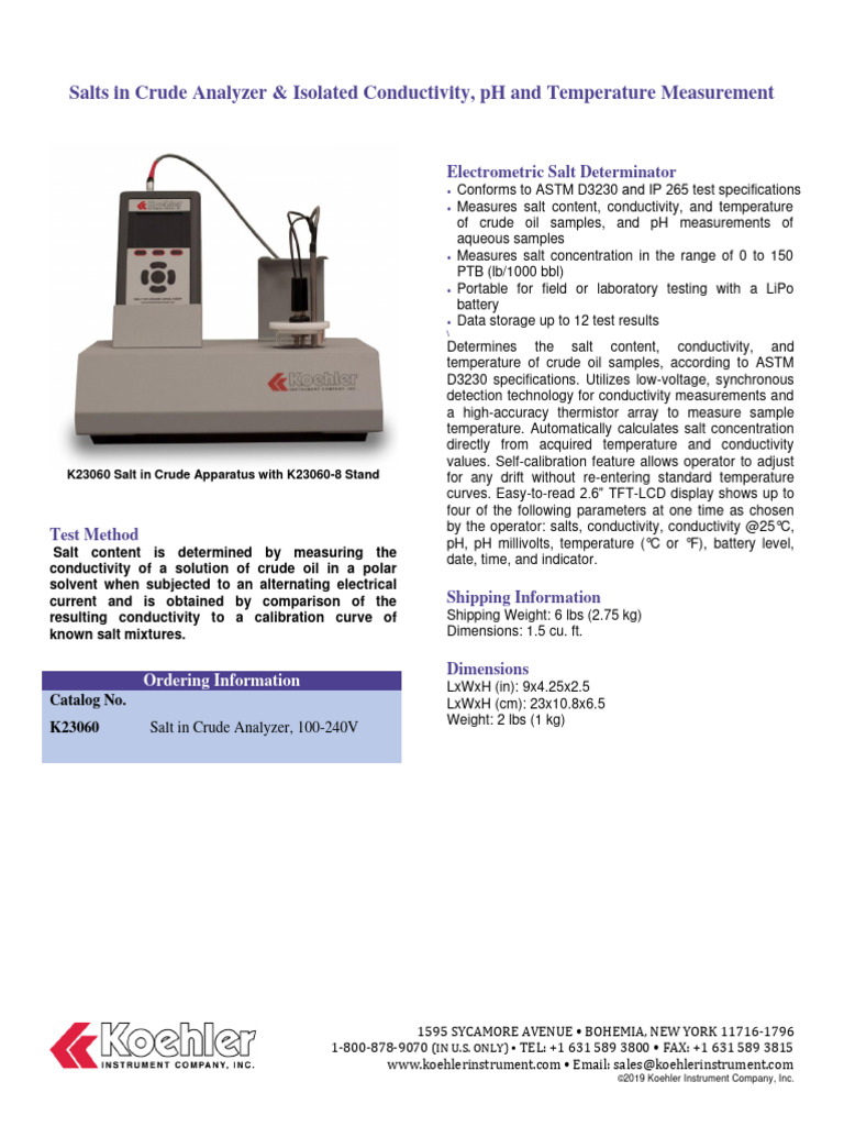 Salt in Crude Oil Analyzer Overview | PDF | Ph | Physical Sciences