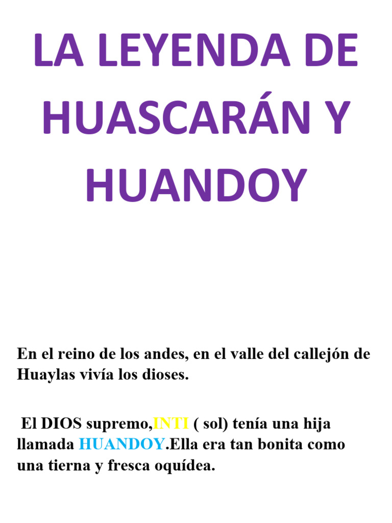 La Leyenda de Huascarán y Huandoy | PDF