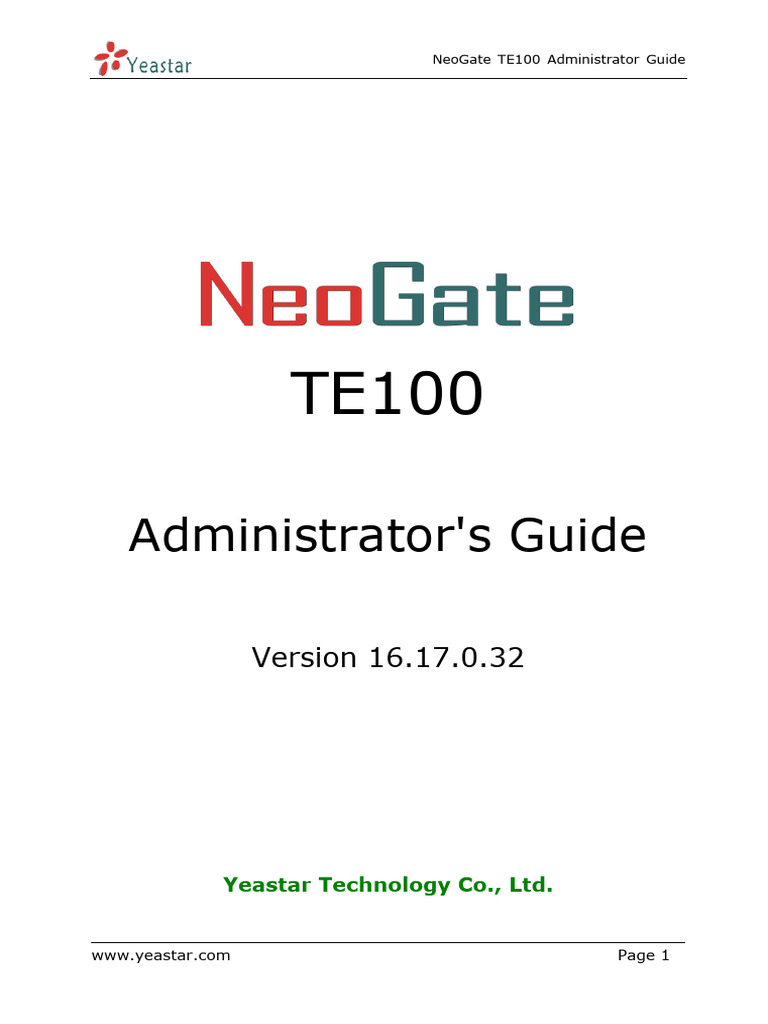 NeoGate TE100 Admin Guide v16.17.0.32 | PDF | Port (Computer Networking ...