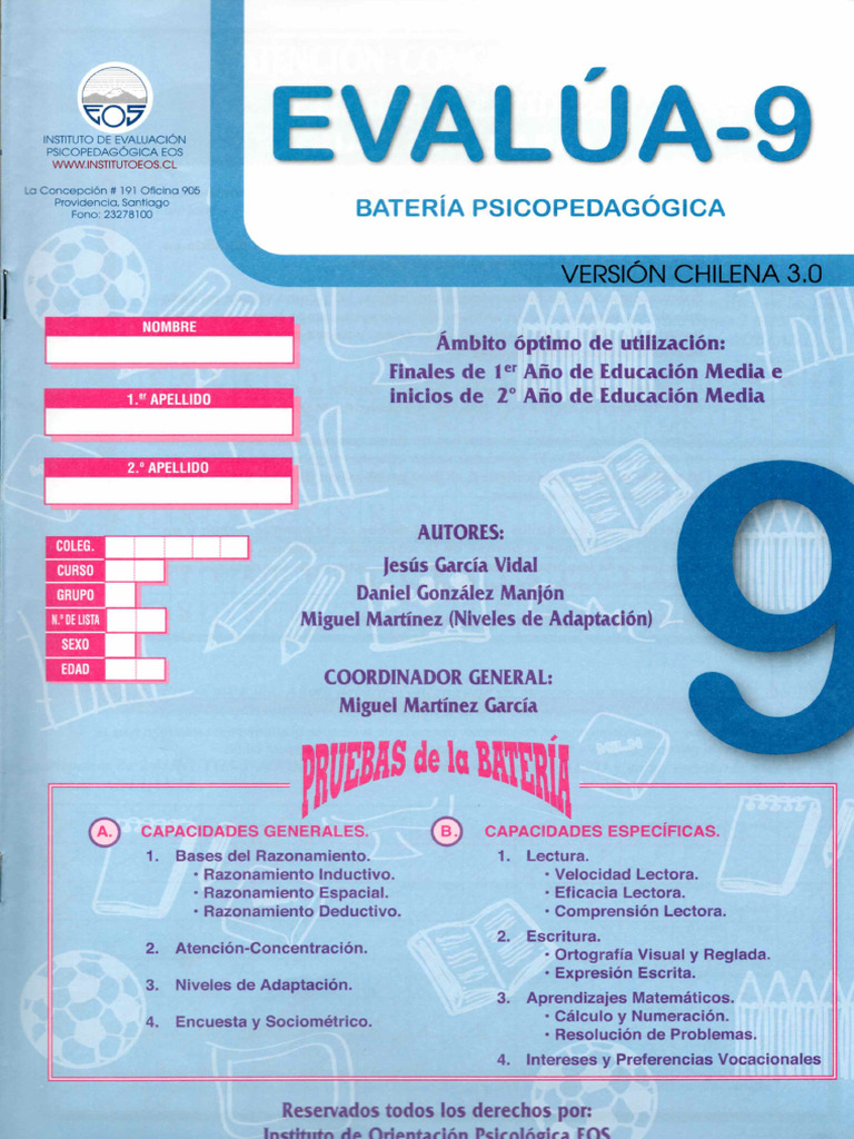 Cuadernillo Evalúa 9 Versión 3.0 | PDF