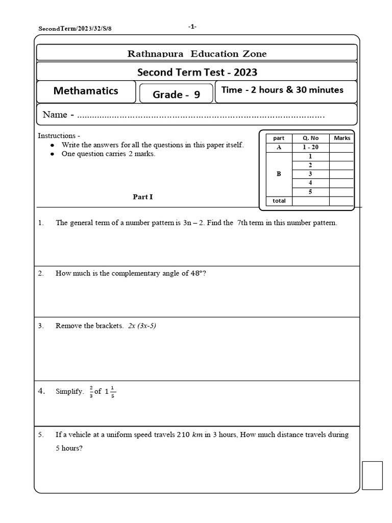 Mathematics - Grade 9 English Medium | PDF | Numbers | Perpendicular