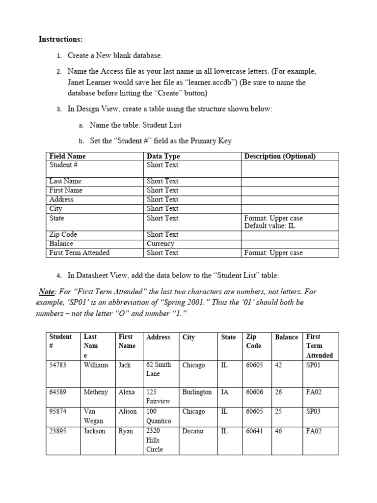 Access Exercise | Download Free PDF | Software Engineering | Data