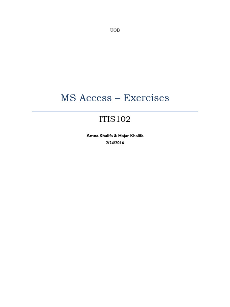 MS Access - Exercises 2nd 2015-2016 | Download Free PDF | Microsoft Access | Databases