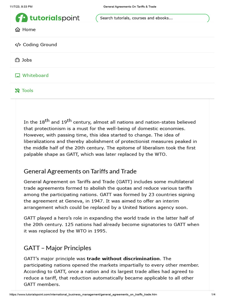 General Agreements On Tariffs & Trade | PDF | General Agreement On ...