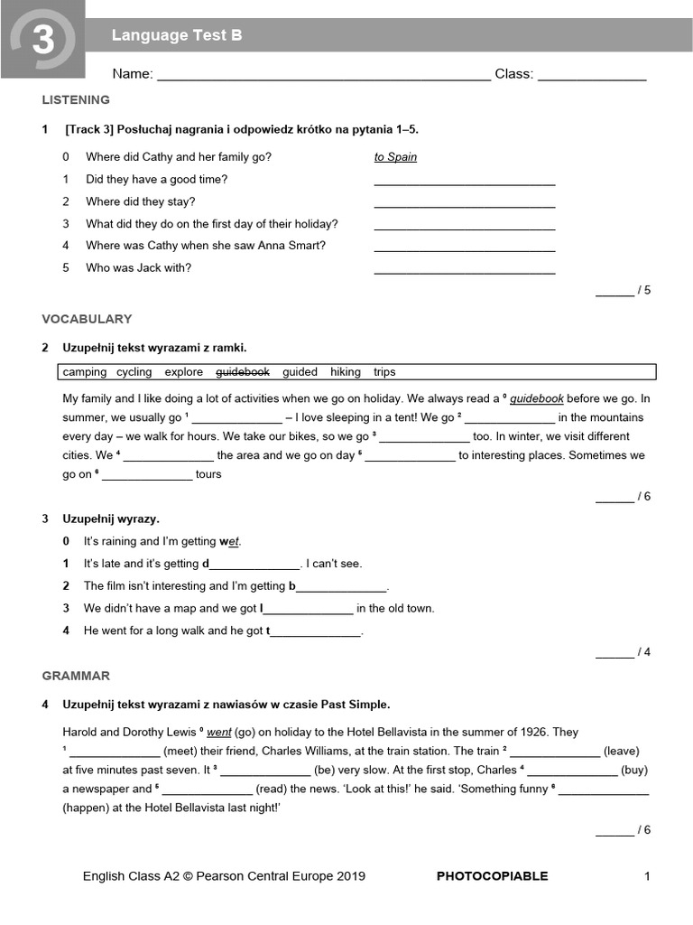 EC - A2 - Tests - Language Test 3B | PDF