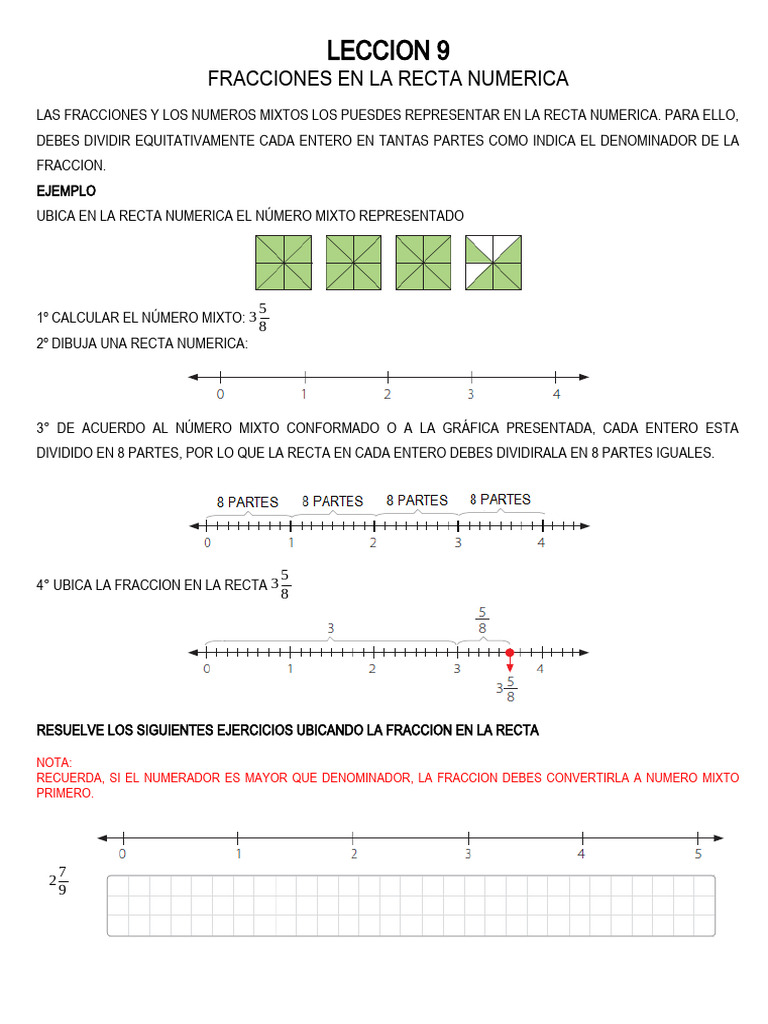 Leccion 9 - Fracciones en La Recta Numerica | PDF