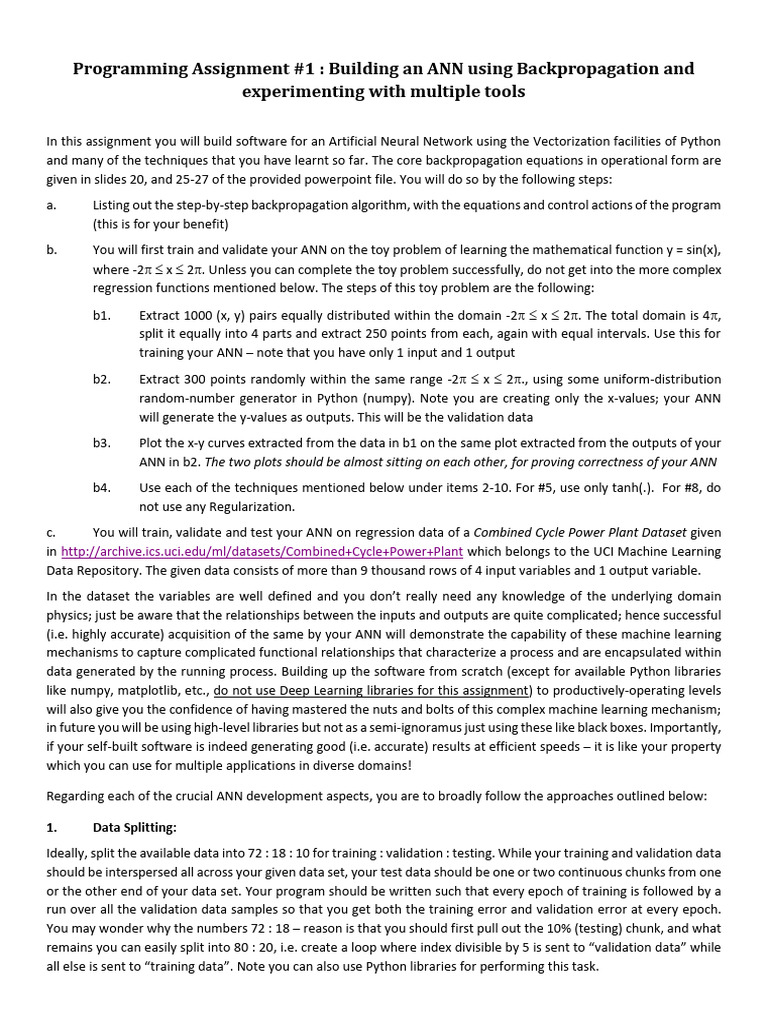 Project 1 - ANN With Backprop | PDF | Machine Learning | Cognitive Science