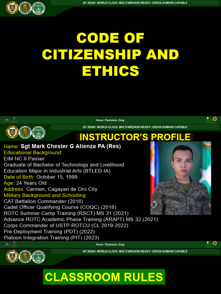Code of Citizenship and Ethics | PDF | Citizenship | United States ...