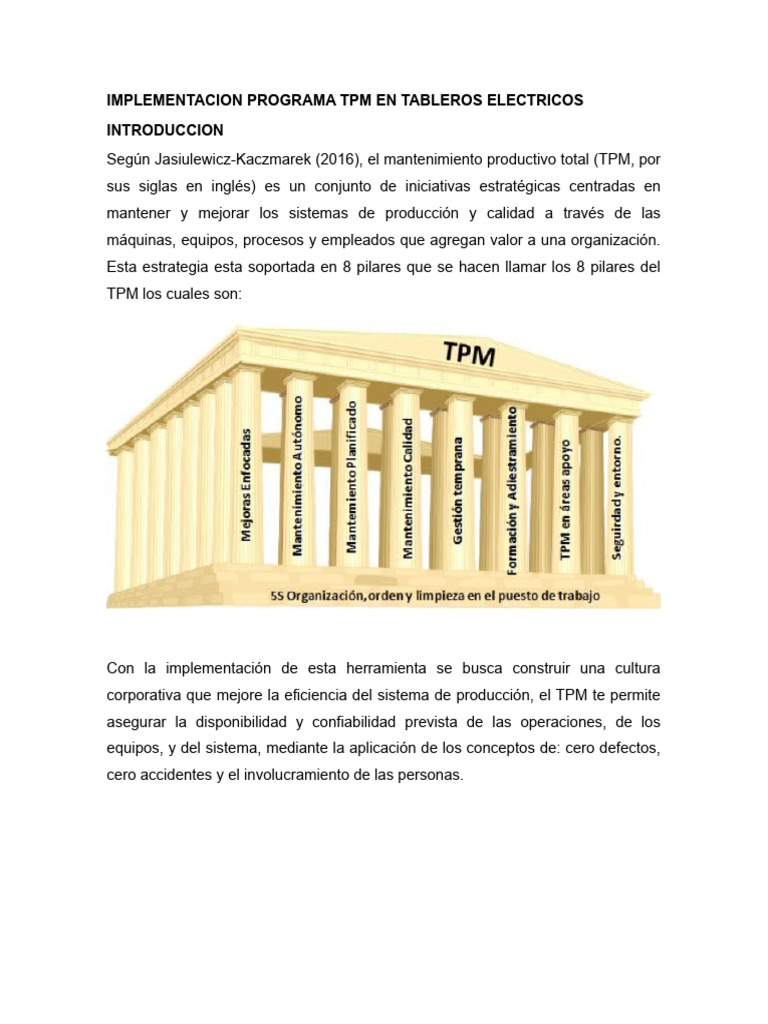 Implementacion Programa TPM en Tableros Electricos | PDF | Business ...
