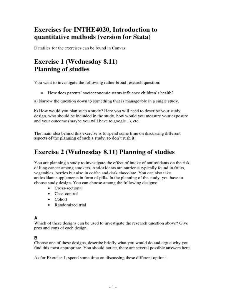 Exercises | PDF | Statistics | Survey Methodology