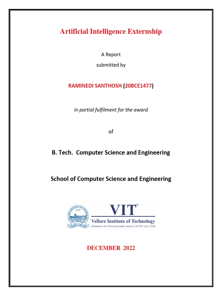 20BCE1477 Internship Report | PDF | Deep Learning | Cybernetics