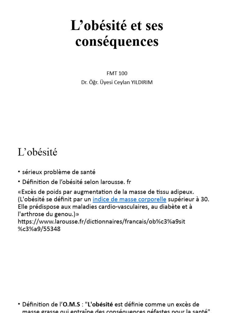 Conséquences de l'obésité sur la santé | PDF | Obésité | Déterminant de ...