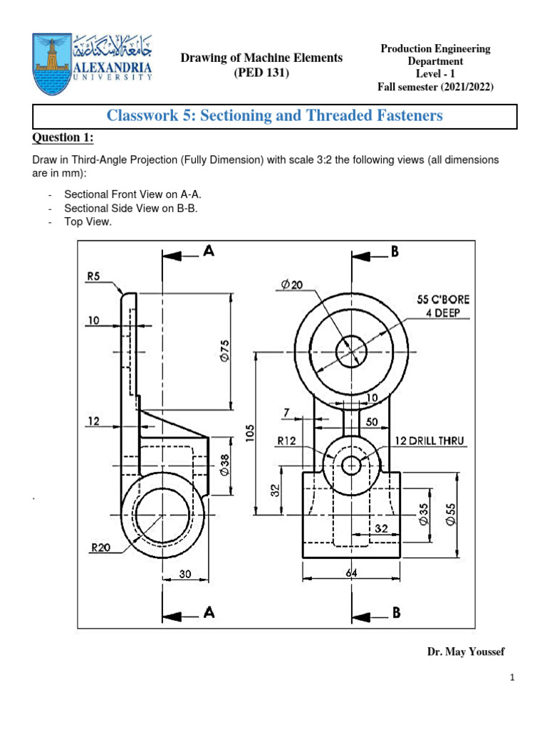 Sectioning and Threaded Fasteners | PDF