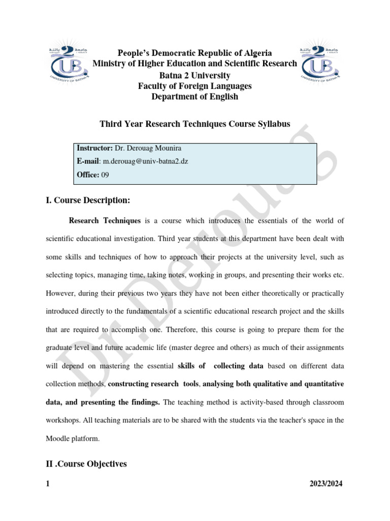 Course Content Third Year 2024 | PDF | Methodology | Science