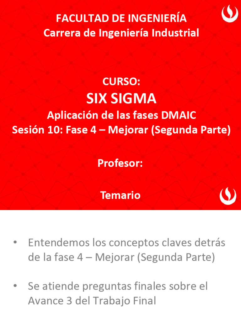 Sesión 10 - Six - Sigma - Mejorar | PDF | Six Sigma | Ciencia de sistemas
