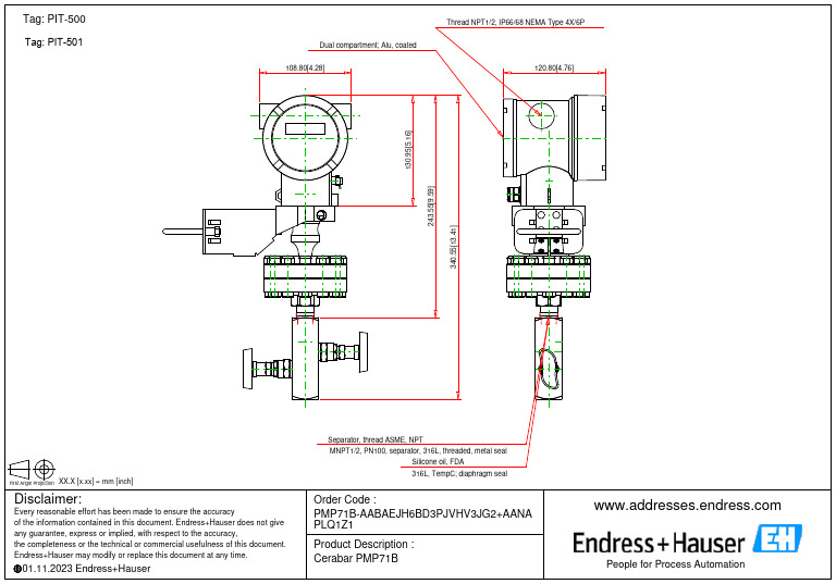 PMP71B-AABAEJH6BD3PJVHV3JG2+AANAPLQ1Z1-Endress+HauserConsultAG ...