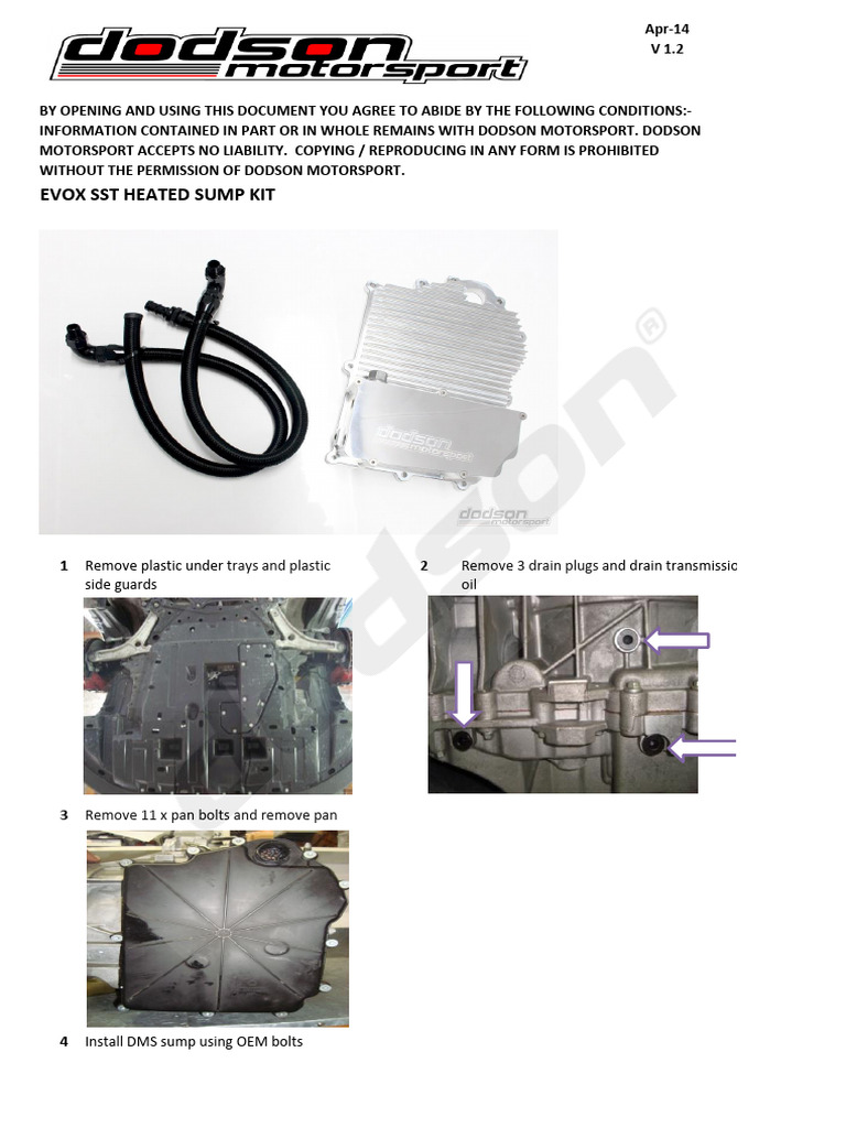 Evo Evox Sump Installation WM | PDF