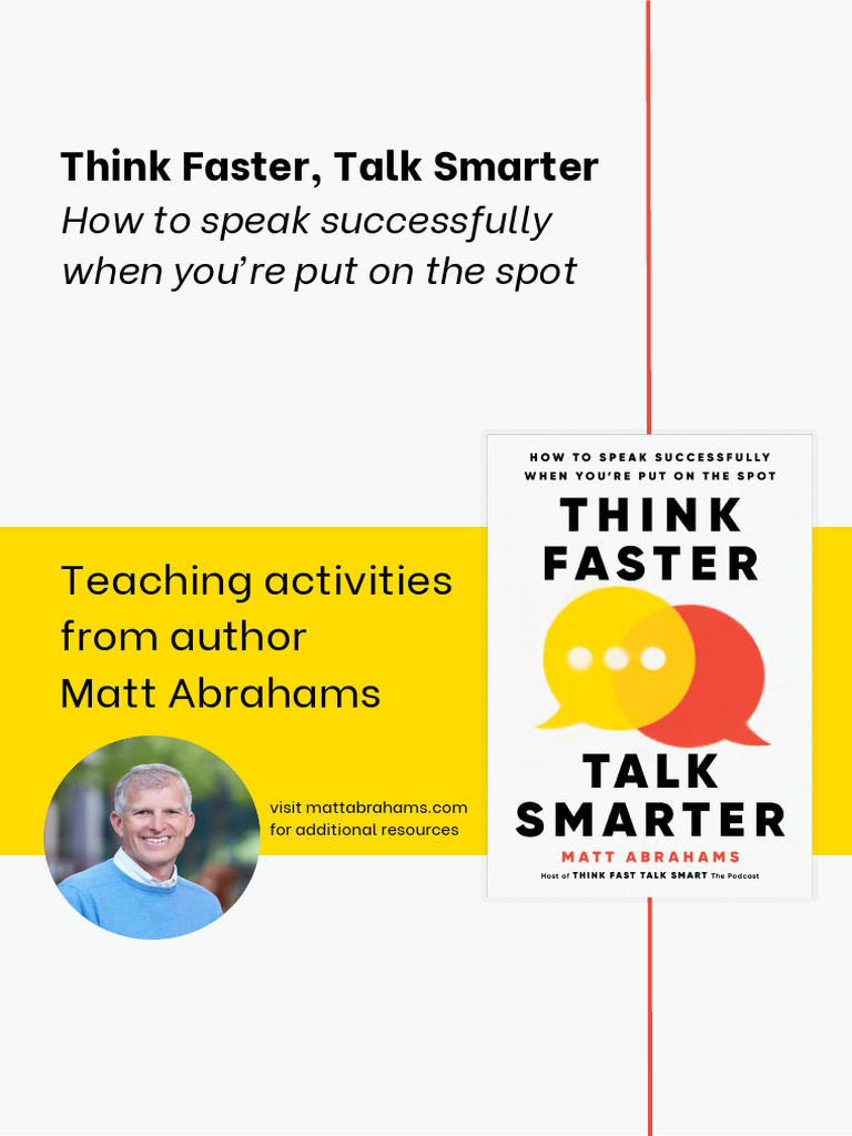 Think Faster, Talk Smarter Teaching Guide | PDF | Anxiety | Information