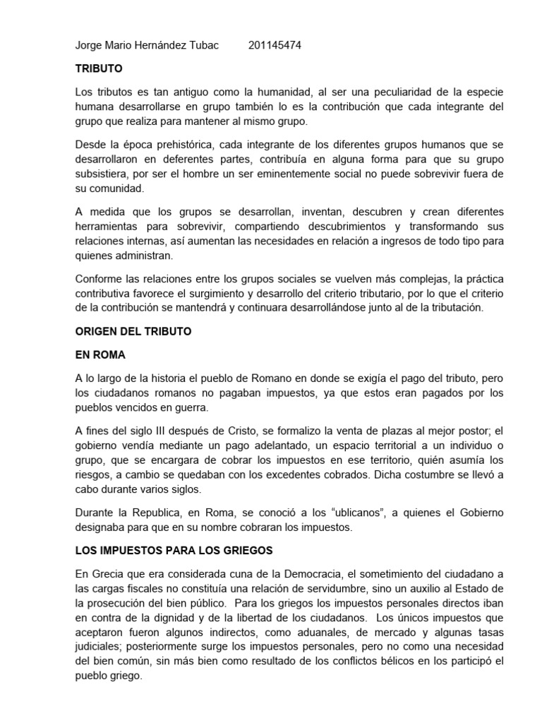 Derecho Financiero, Tributo, Origen, Concepto Caranteristicas Noveno 2018 | PDF | Impuestos ...