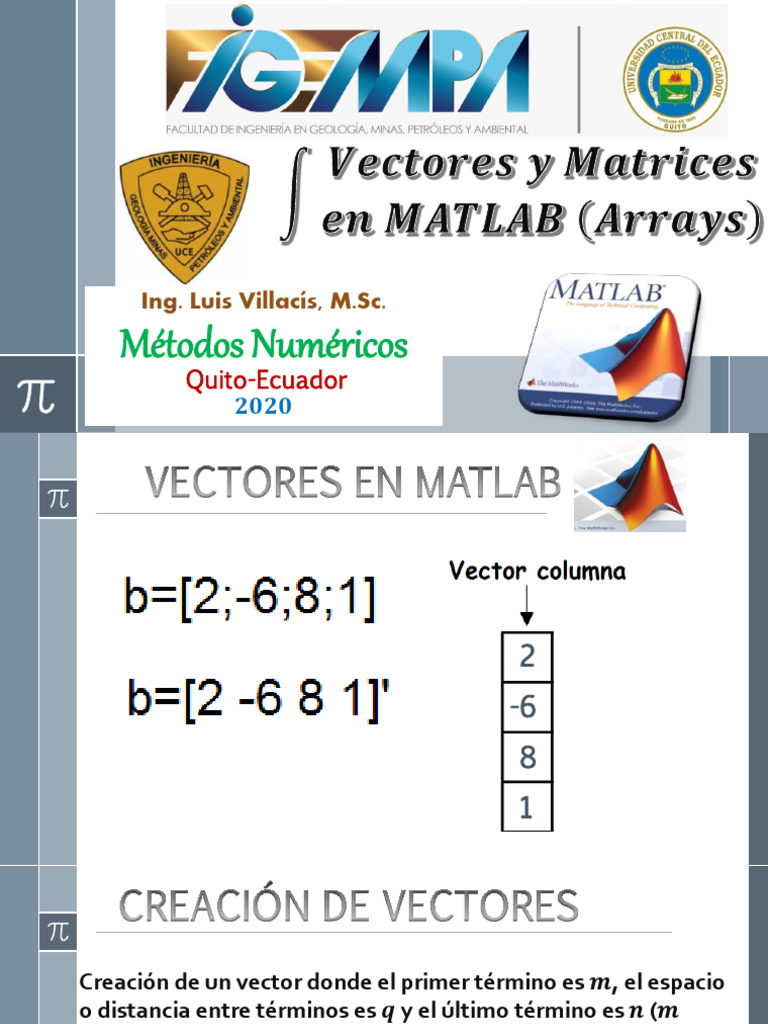 Vectores y Matrices en MATLAB 2020-2020 | PDF | Matriz (Matemáticas ...