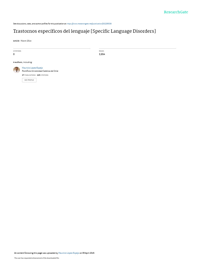 Trastornos Específicos Del Lenguaje (Specific Language Disorders) | PDF ...