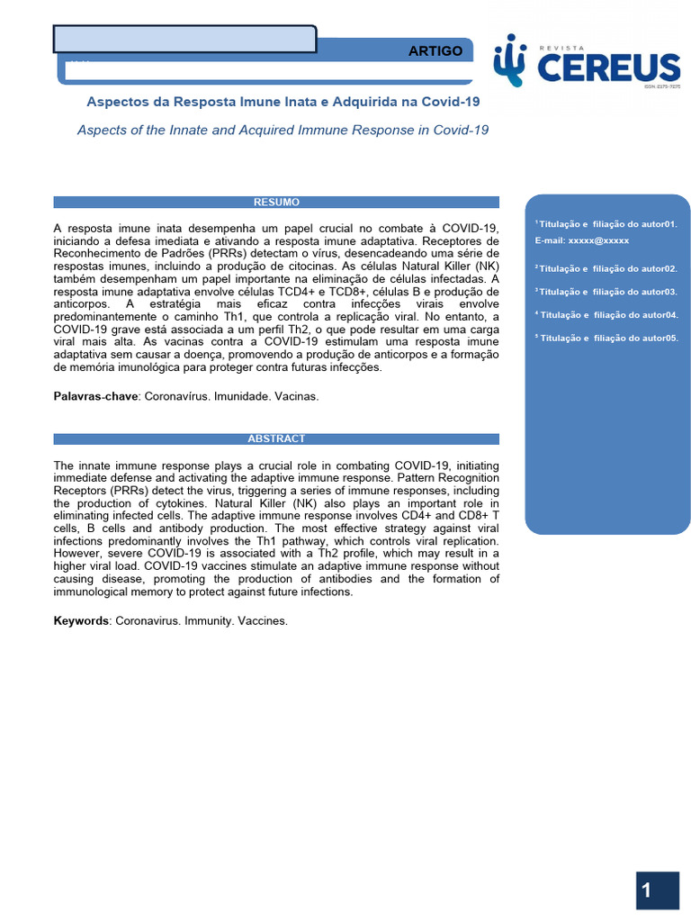 Aspectos Da Resposta Imune Inata e Adquirida Na Covid-19 | PDF ...