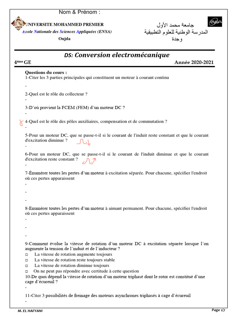 DS1 - 2020 2021 1 | PDF | Puissance (physique) | Inducteur