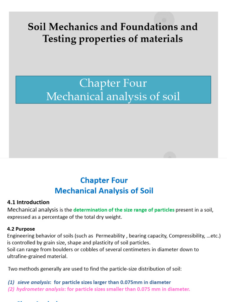 Chapter Four-Mechanical Analysis of Soil | PDF | Particle Size Distribution | Materials