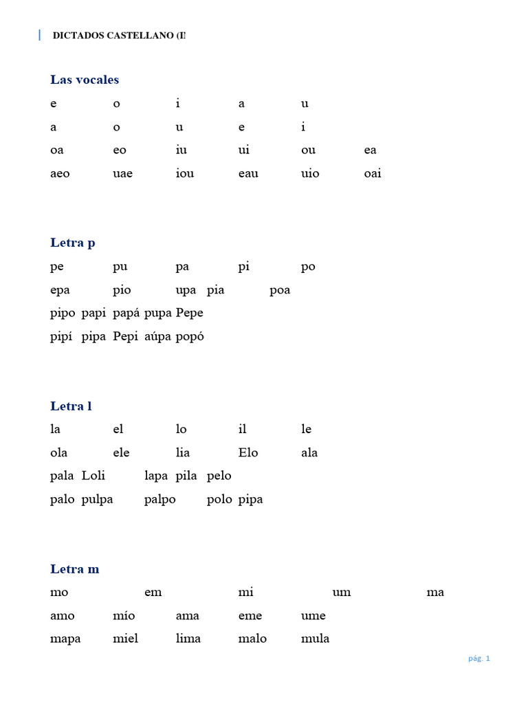 Dictados Cartilla | PDF